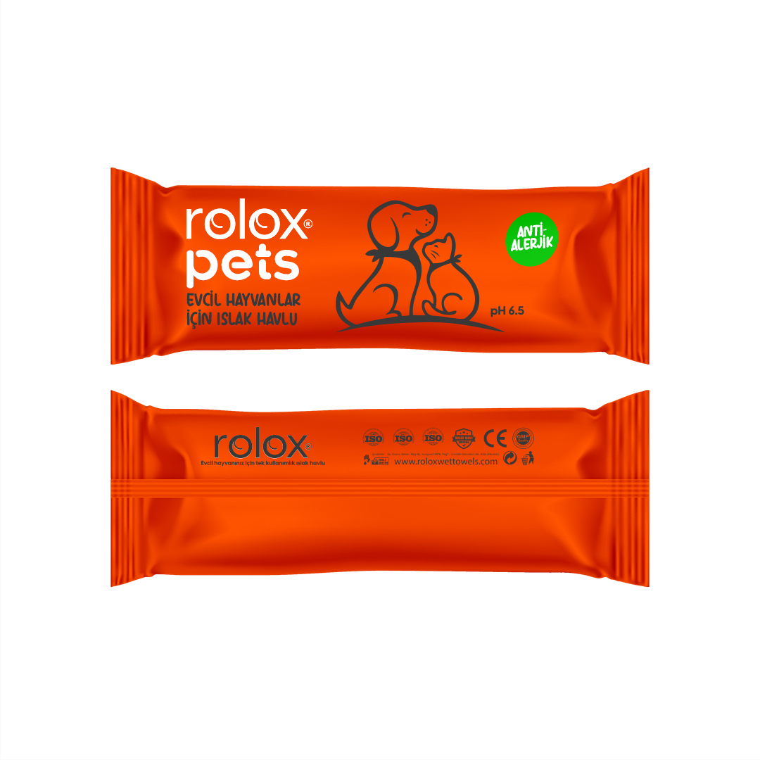 Rolox Pets 50 Adet - Evcil Hayvanlar İçin Islak Havlu - Rolox Wet Towels